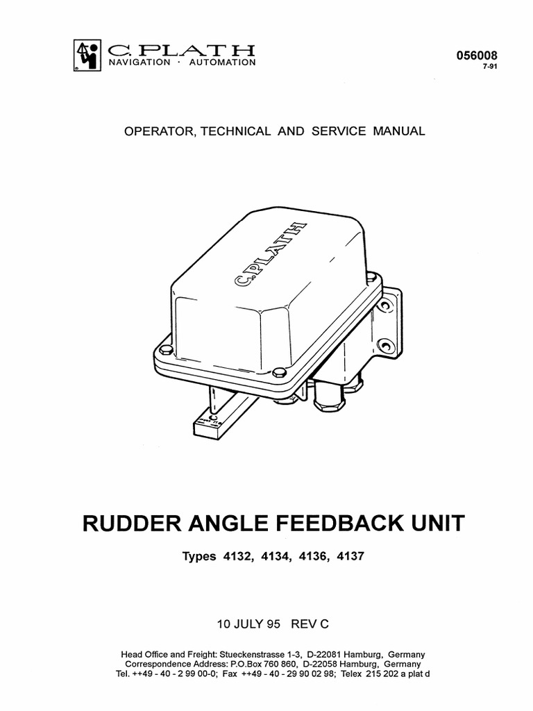 C. Plath Rudder Angle Feedback Unit Manual | PDF