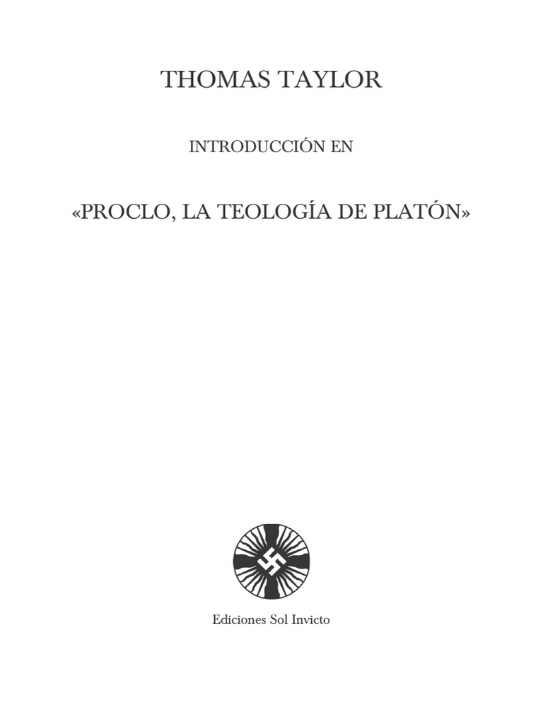 Thomas Taylor - Introducción en Proclo | PDF | Platón | Dios