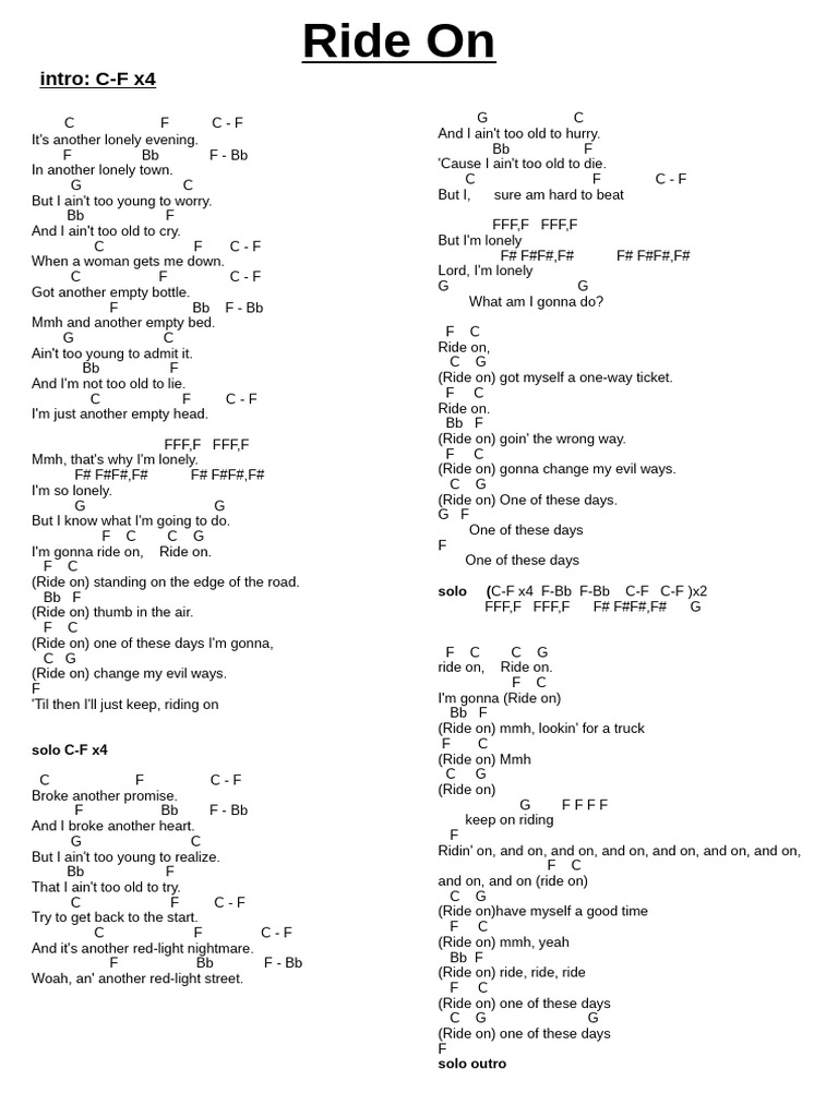 Ride On - Ac DC | PDF
