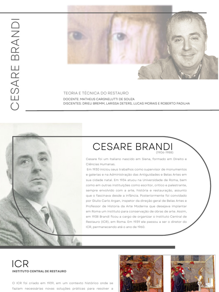 Teoria do Restauro de Cesare Brandi | PDF | Crítica | Educação em Artes ...