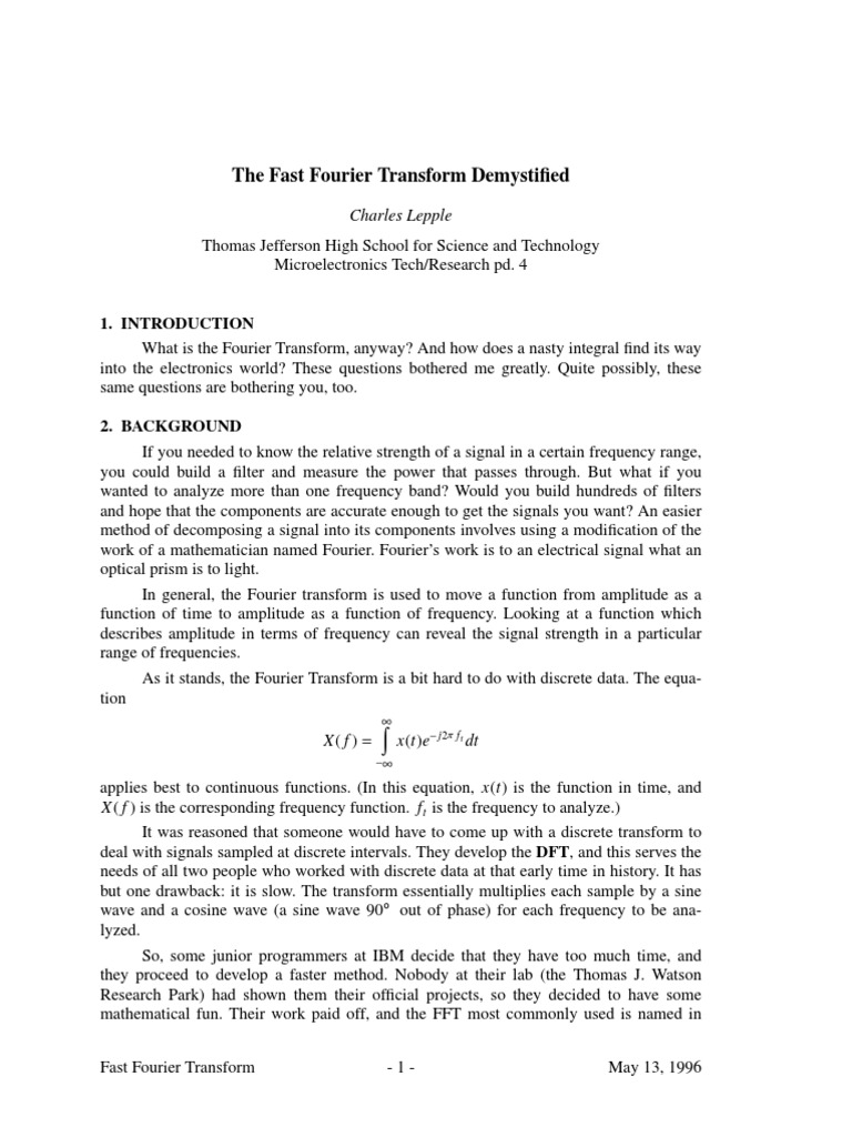 The Fast Fourier Transform Demystified | PDF