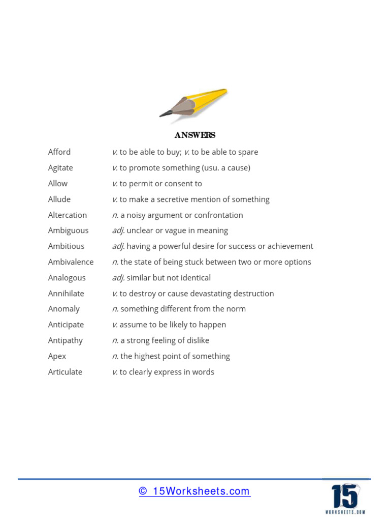 Vocabulary Definitions and Examples | PDF