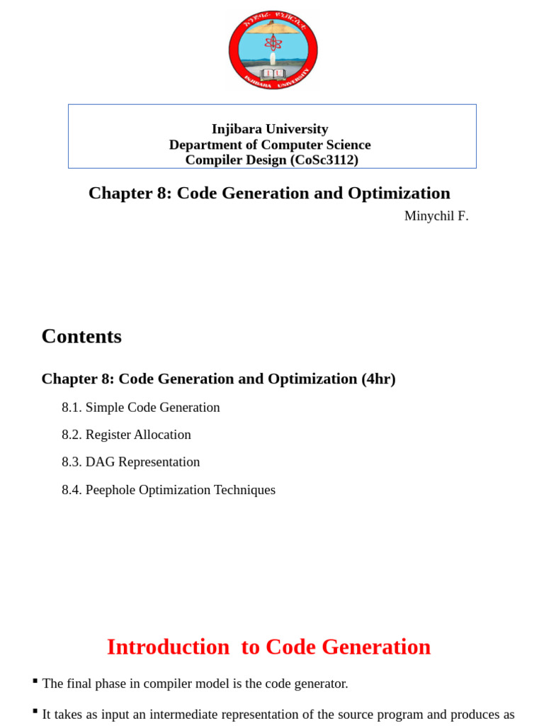 Code Generation and Optimization | PDF | Program Optimization | Compiler