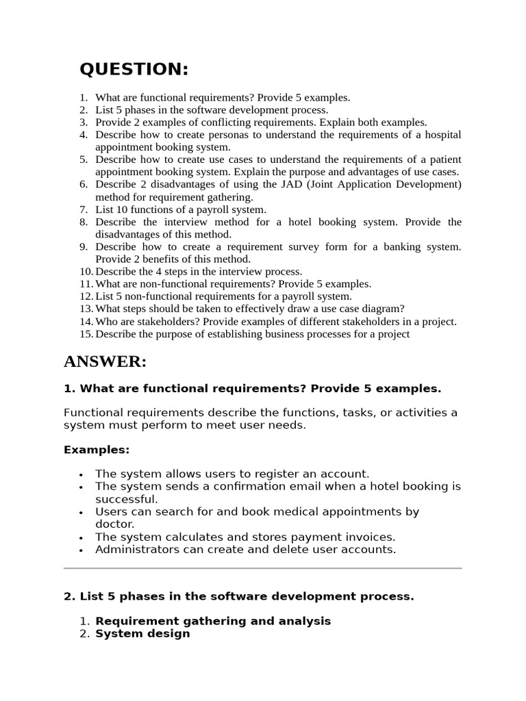 Review Questions RE-Answers | PDF | Use Case | Usability