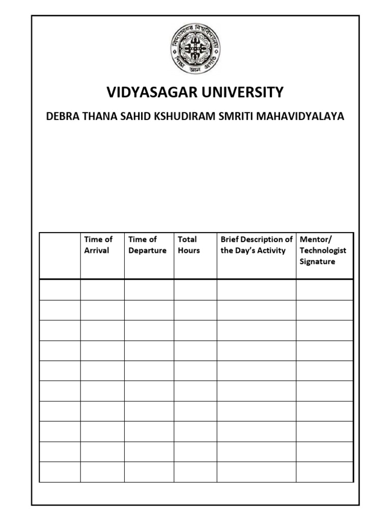 Internship Log Sheet Template | PDF