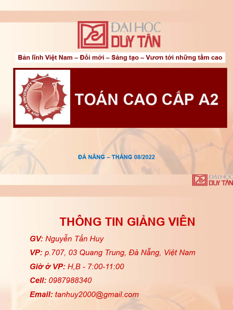 MTH 104 - Toan Cao Cap A2 - 2024S - Lecture Slides - 2 | PDF