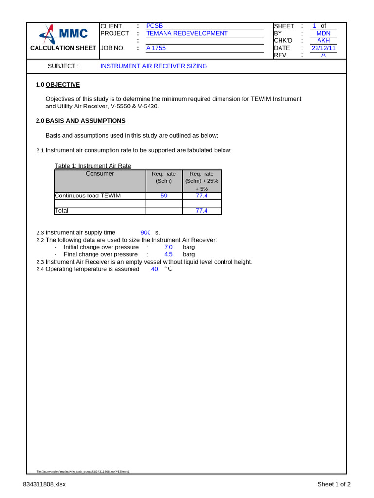 AIR RECEIVER SIZING | PDF | Metrology | Physical Quantities