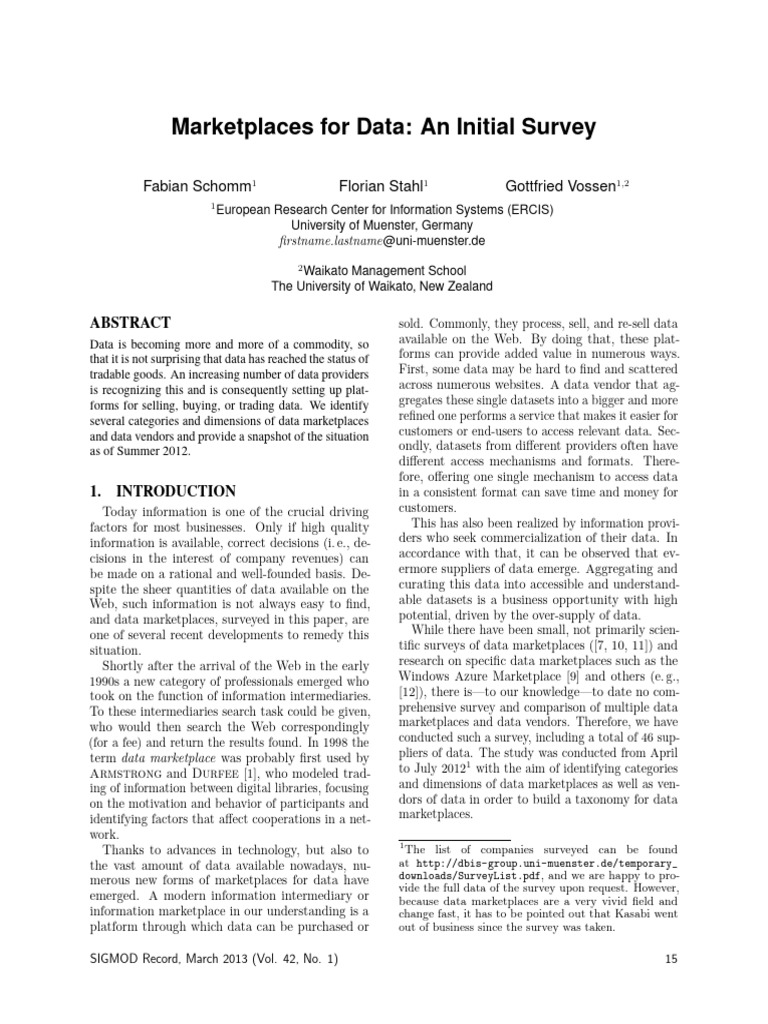 Marketplace for Data | PDF | Json | Resource Description Framework