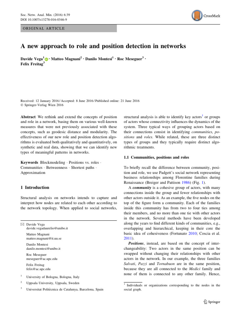 Role and Position Detection in Networks | PDF | Cluster Analysis