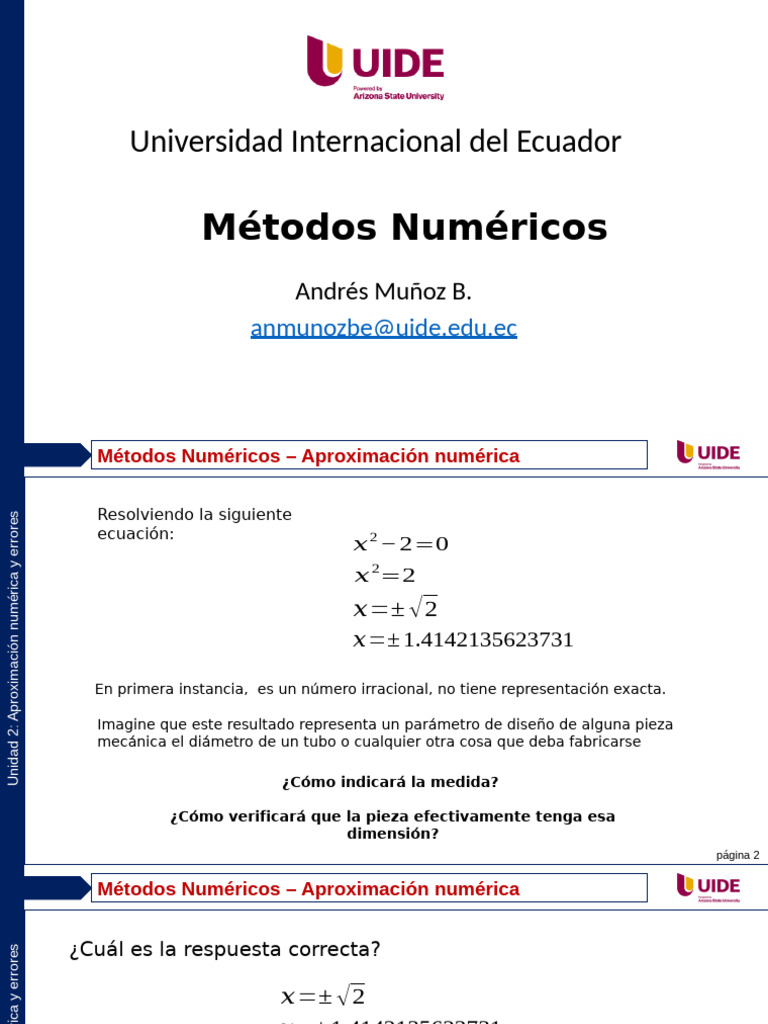 Unidad 2 - Errores en El Cálculo Numérico | PDF | Medición | Análisis numérico