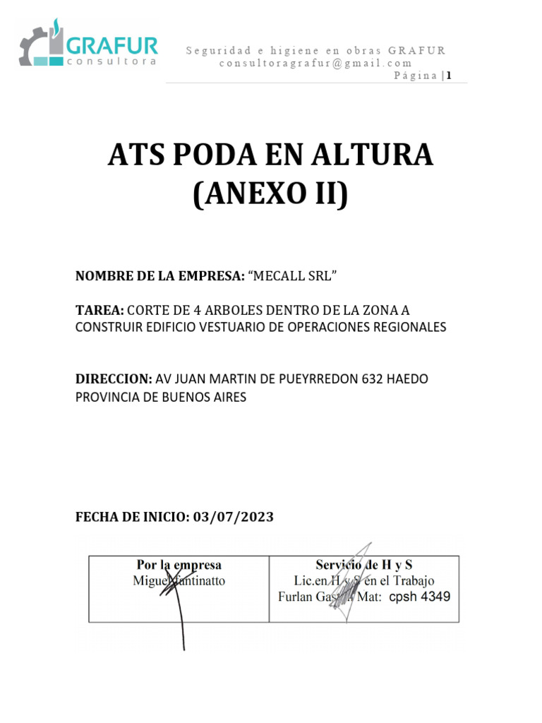 Ats Poda en Altura - Anexo Ii | PDF | Primeros auxilios