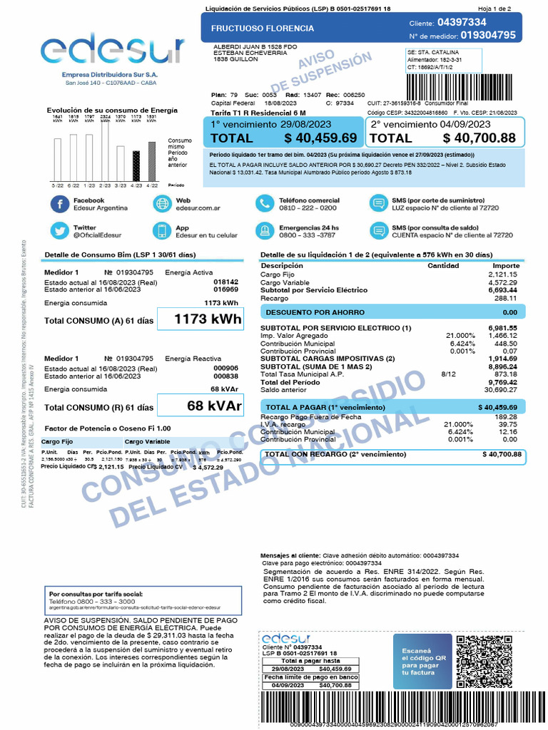 FacturaDigital Edesur 04397334 | PDF | Visa Inc. | Tarjeta de débito