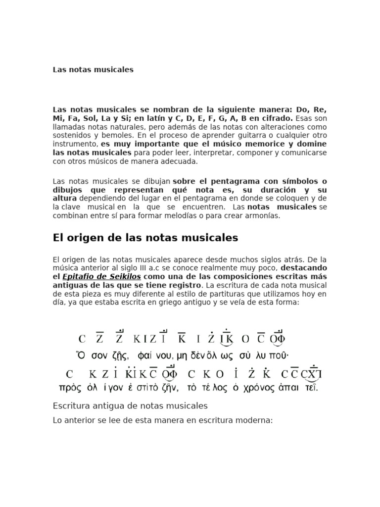 Introducción a las Notas Musicales | PDF | Clave | Musicología