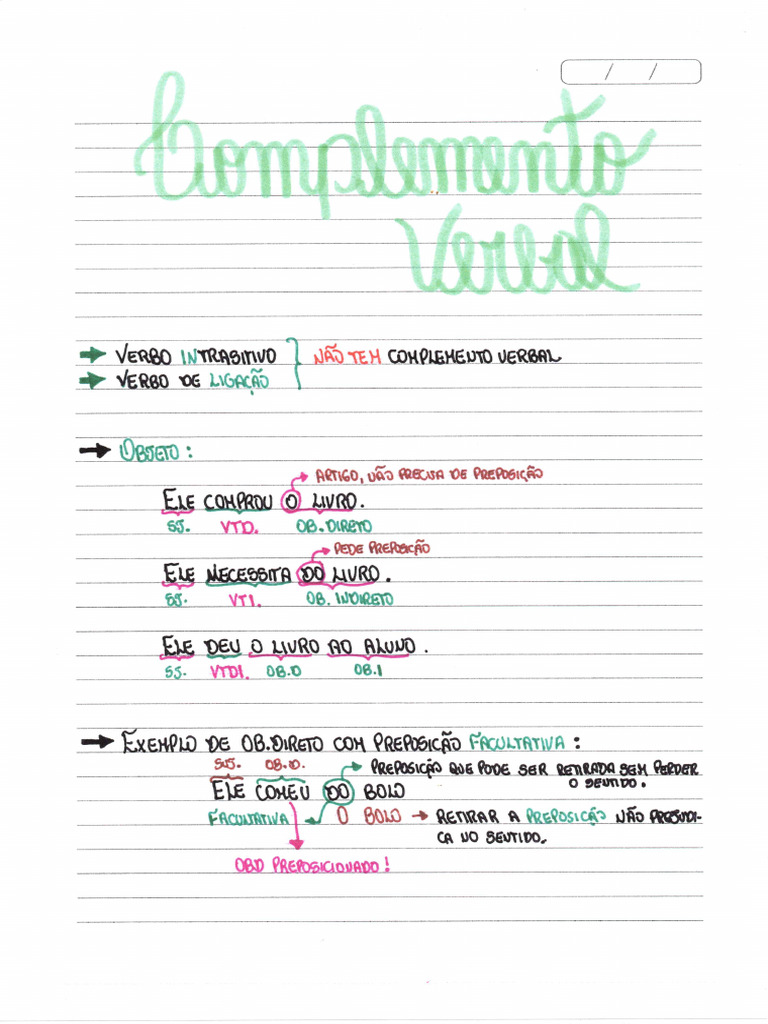 Complemento Verbal | PDF