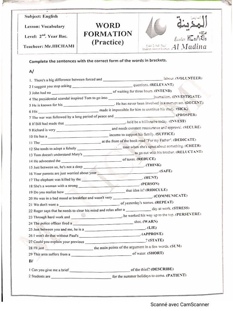 Word Formation - Practice | PDF