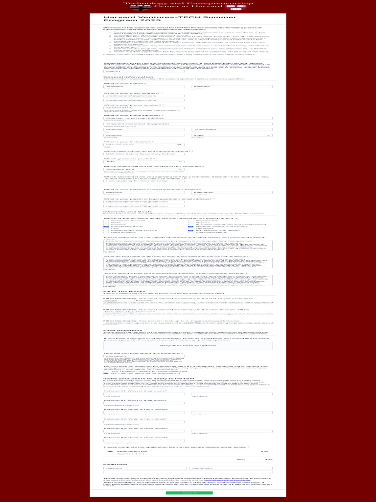 Harvard Ventures-TECH Summer Program 2025 | PDF | Creativity