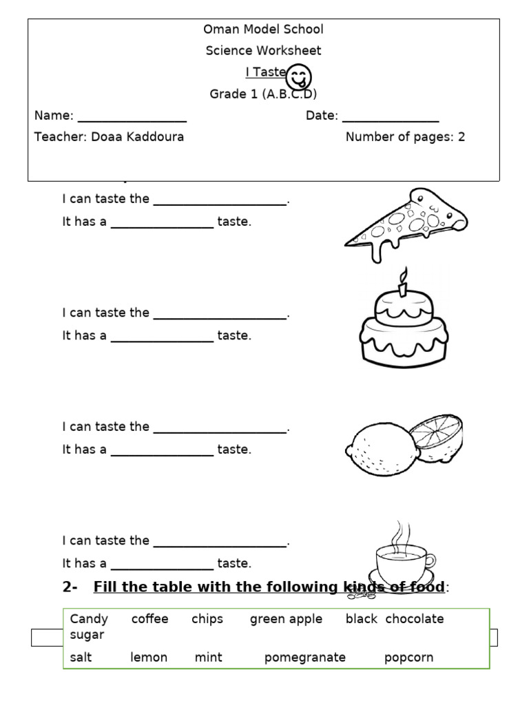 I taste worksheet-1 | PDF