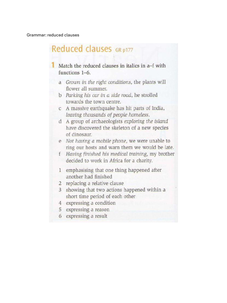 Grammar Reduced Clauses | PDF