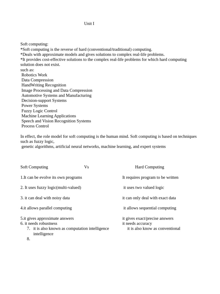 UNIT I II NOTES SOFT Computing | PDF | Artificial Neural Network ...