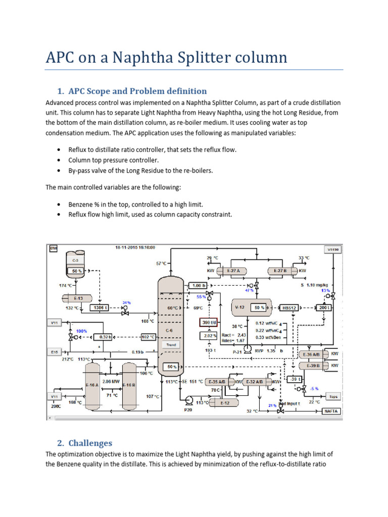 Case - APC - Naphtha-Splitter-column # | PDF | Distillation