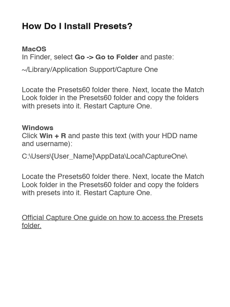 How To Install Presets | PDF