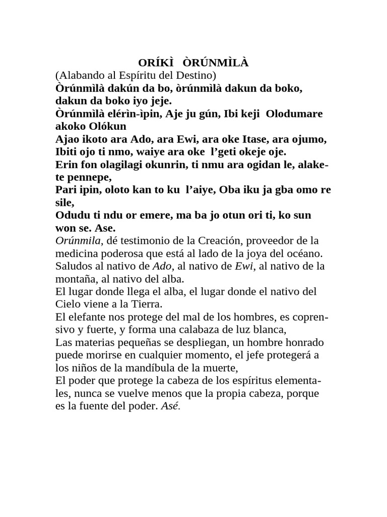 ORÍKÌ ÒRÚNMÌLÀ ODU | PDF