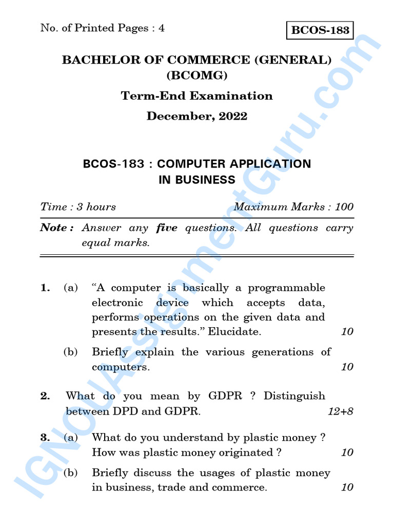 Dec - 2022 BCOS-183 | PDF | Computing | Application Software