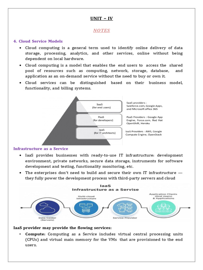 Iv Notes Pdf Cloud Computing Software As A Service 4184