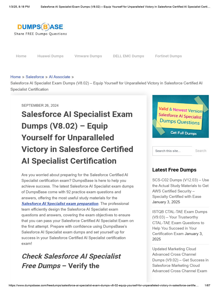 Salesforce AI Specialist Dumps | PDF | Artificial Intelligence | Intelligence (AI) & Semantics