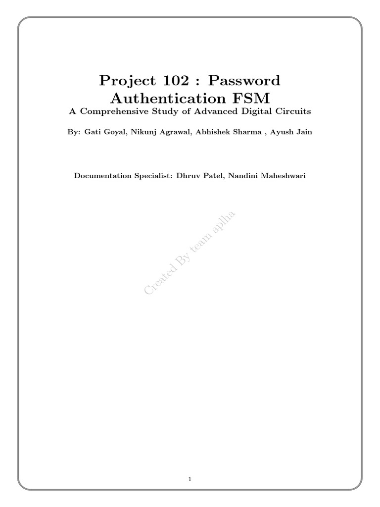 Project 102 - Password Authentication FSM | PDF | Password | Security