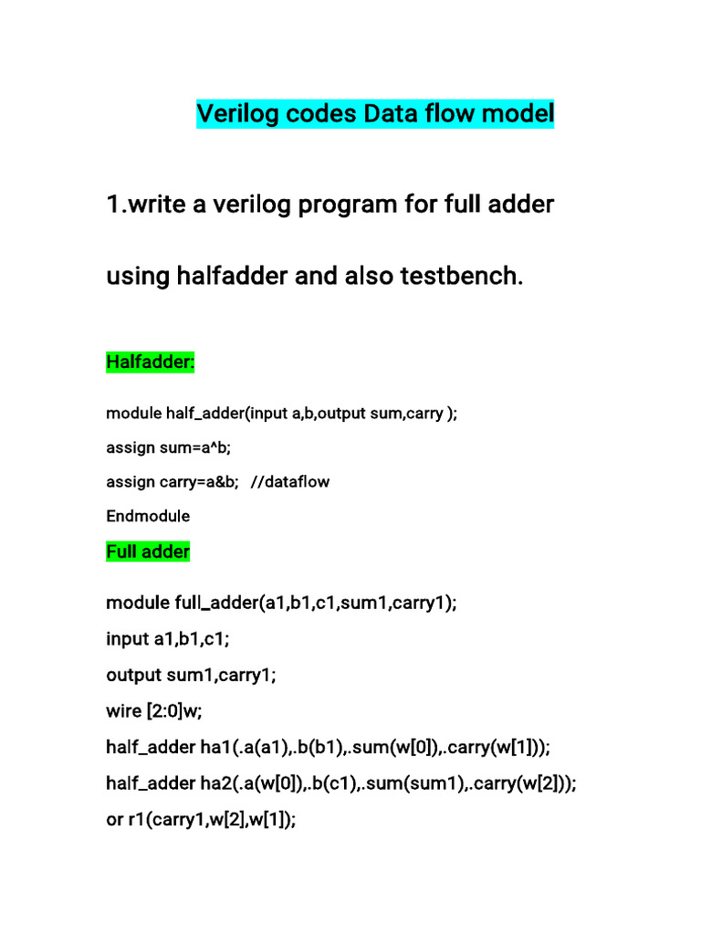 verilog codes | PDF | Computer Science | Electronics verilog codes | PDF | Computer Science | Electronics