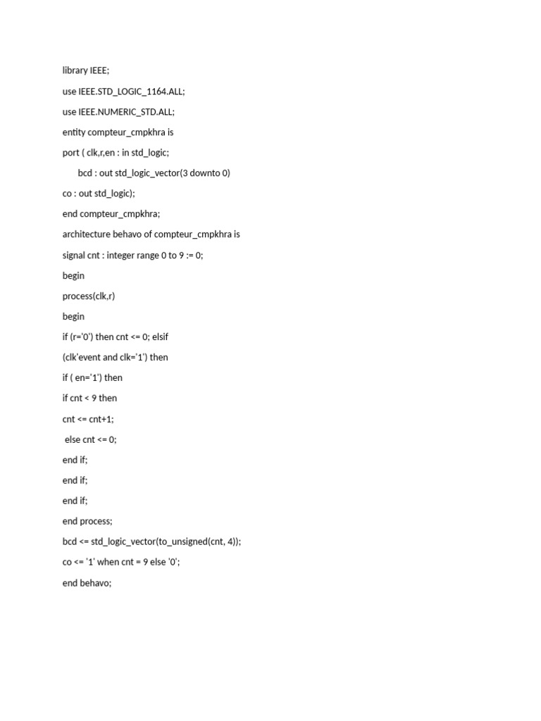 VHDL BCD Counter Design Example | PDF