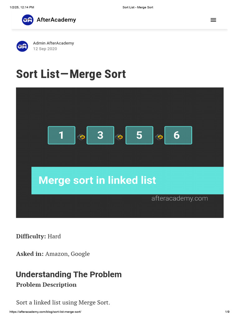 Sort List - Merge Sort | PDF | Algorithms And Data Structures ... Sort List - Merge Sort | PDF | Algorithms And Data Structures ...