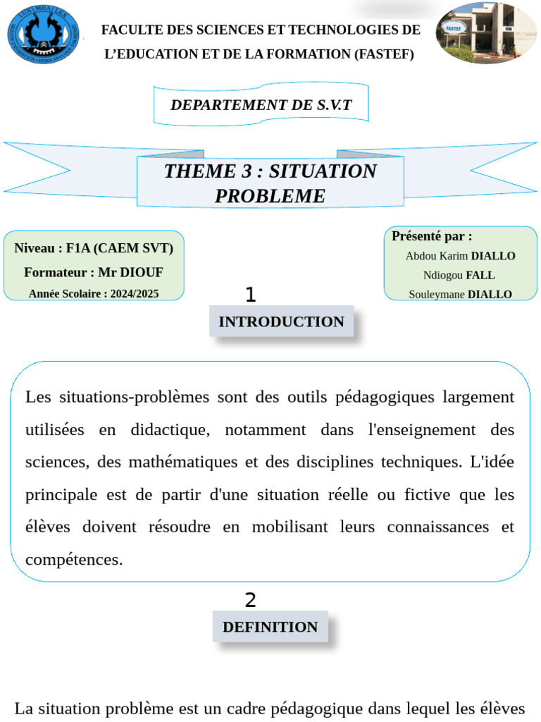 Situation Probleme 1 | PDF | Pédagogie | Cognition