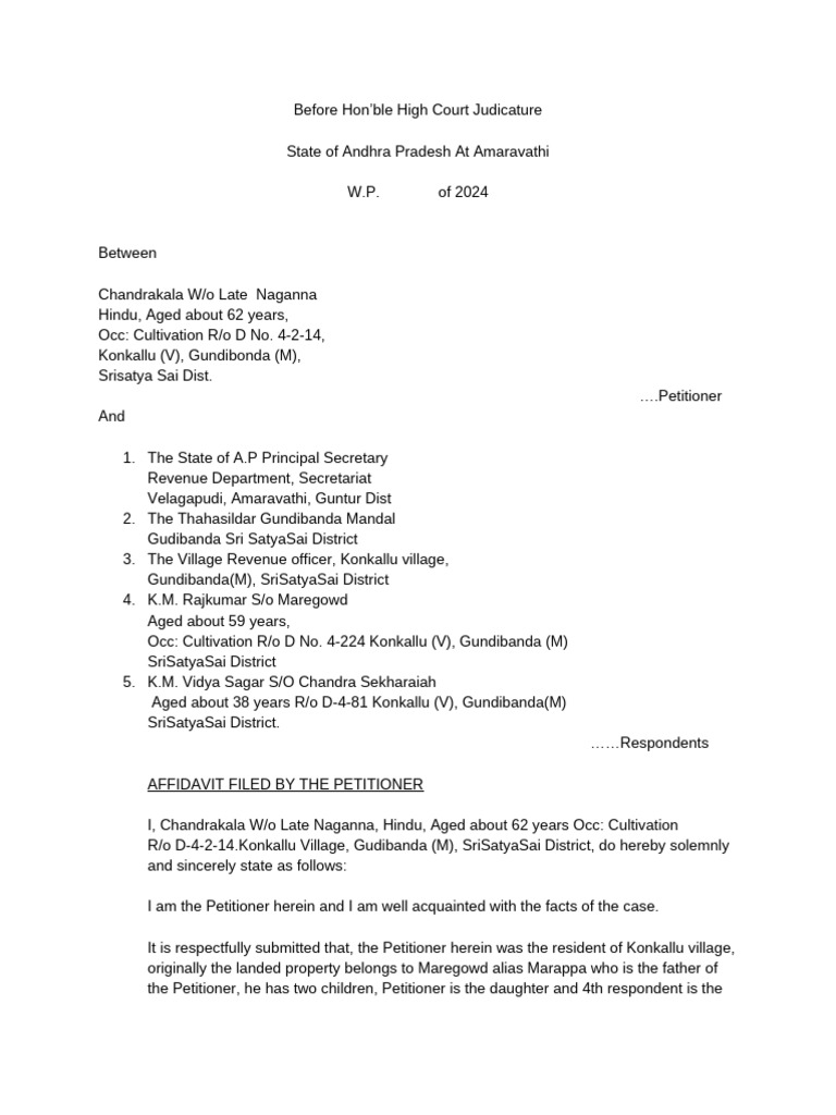 Chandrakala WP | PDF | Mandamus | Common Law