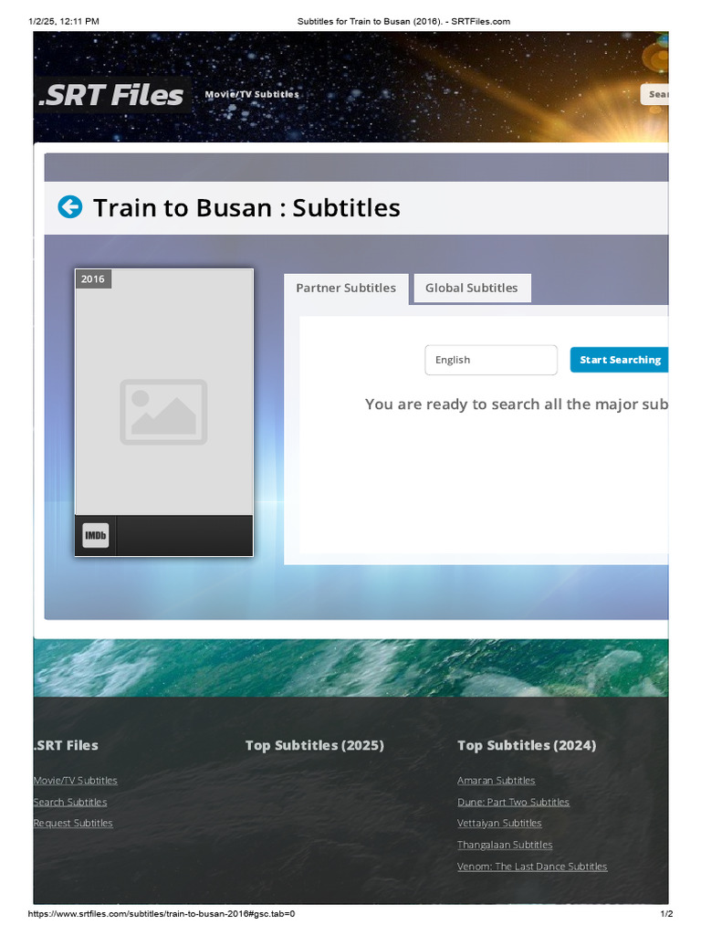 Subtitles For Train To Busan (2016) . | PDF