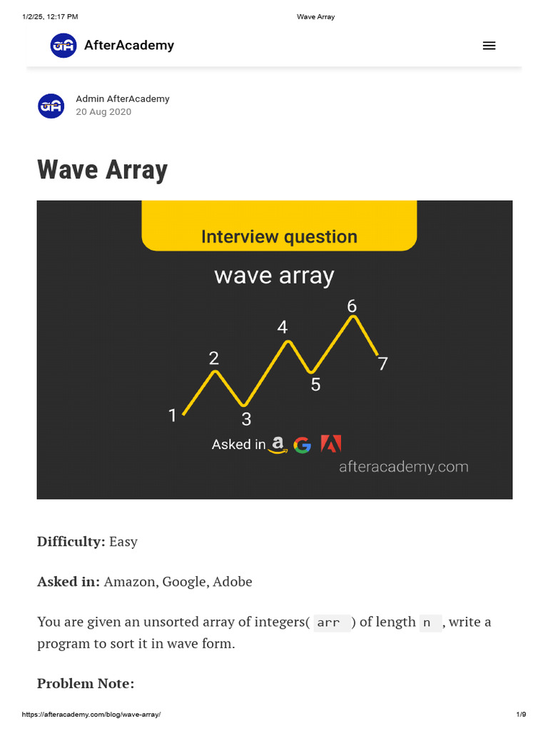 Wave Array | PDF | Computer Programming | Algorithms And Data Structures Wave Array | PDF | Computer Programming | Algorithms And Data Structures