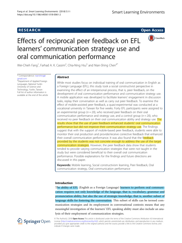 0 Effects of Reciprocal Peer Feedback On EFL | PDF | Constructivism ...
