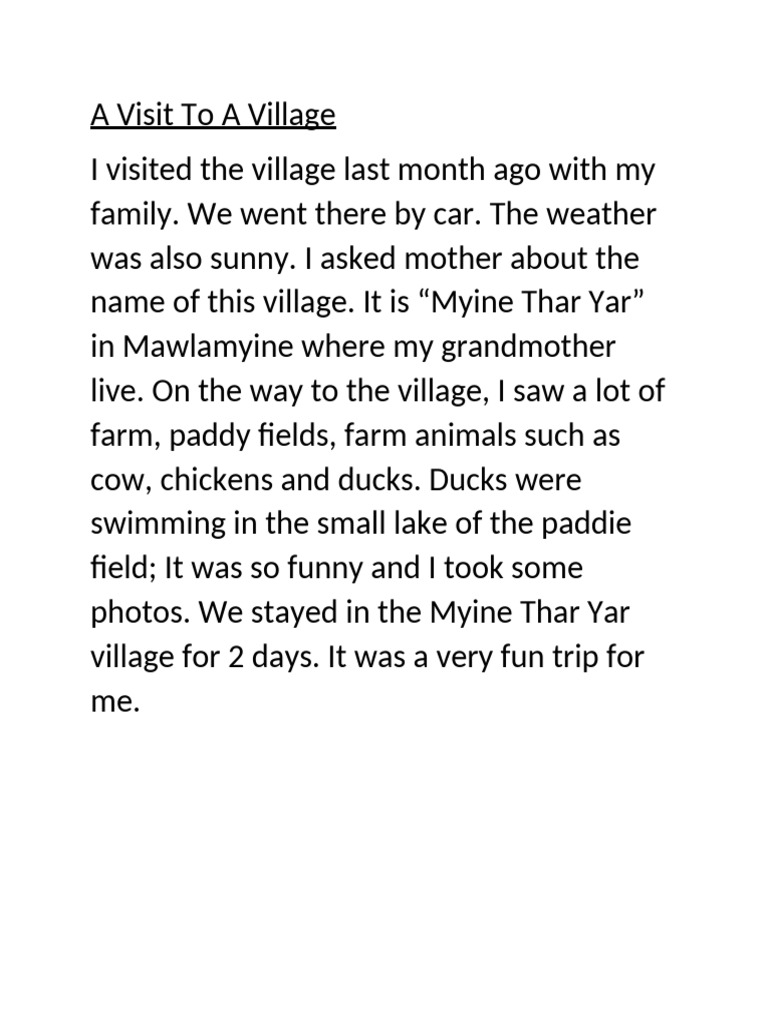 A Visit To A Village | PDF