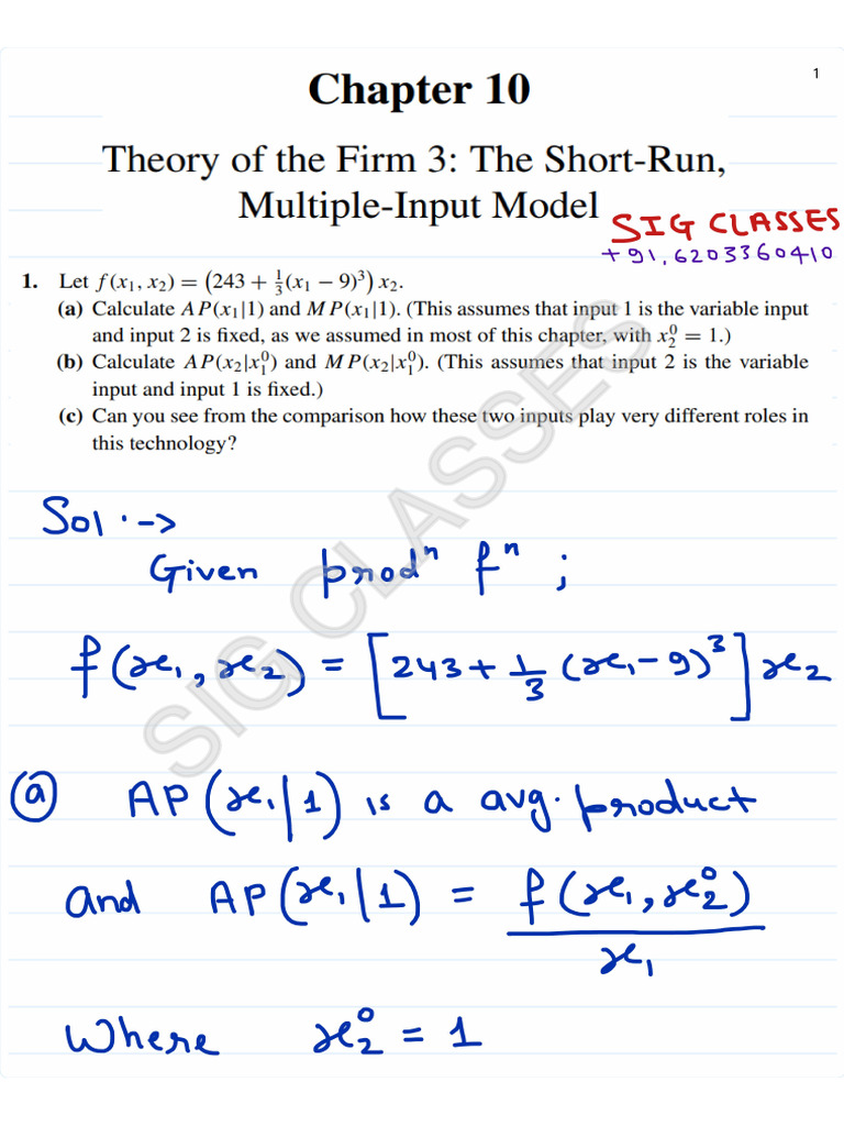Ch-10 (Solution) - The Short Run, Multiple Input Model (Uni-3) Micro - 47538636 - 2024 - 12!03 ...