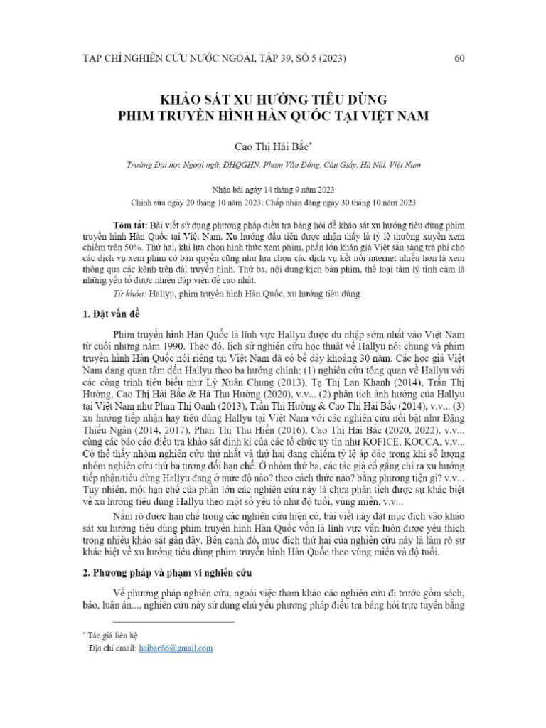 KHẢO SÁT XU HƯỚNG TIÊU DÙNG PHIM TRUYỀN HÌNH HÀN QUỐC TẠI VIỆT NAM | PDF