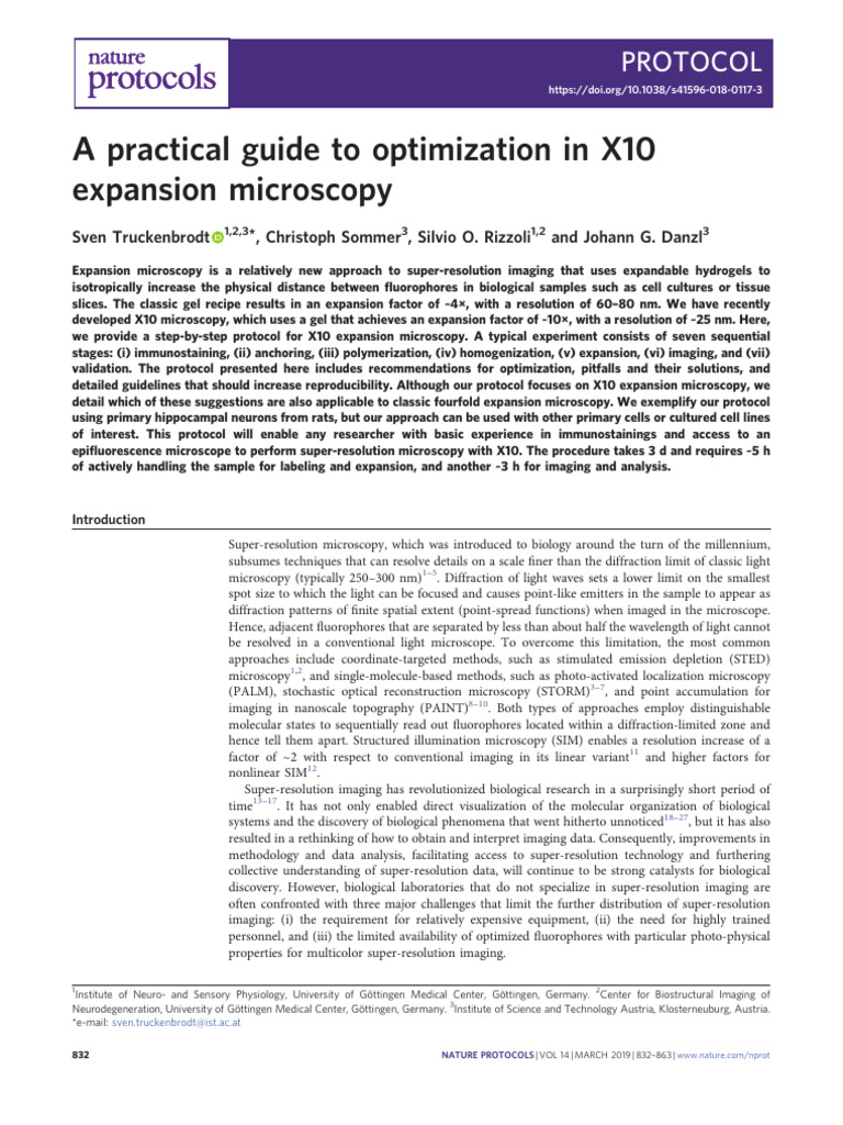 X10 Expansion Microscopy Protocol Guide | PDF | Gel | Cross Link