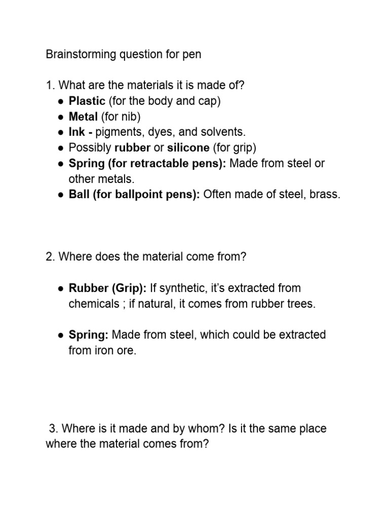 Brainstorming Question For Pen | PDF