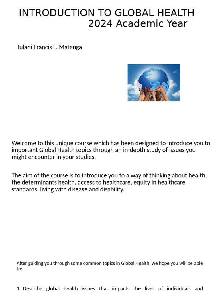 Introduction To Global Health | PDF | Global Health | Public Health