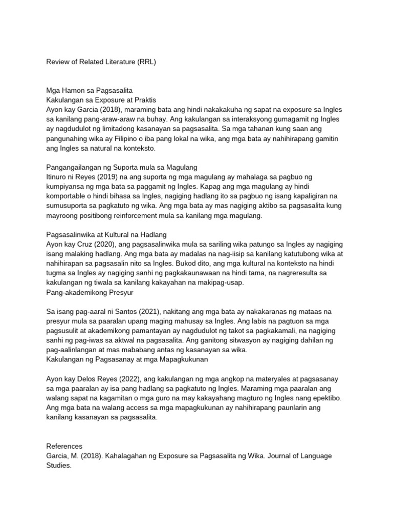 Review of Related Literature (RRL) | PDF