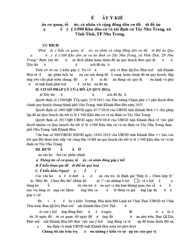 Phieu Lay y Kien | PDF