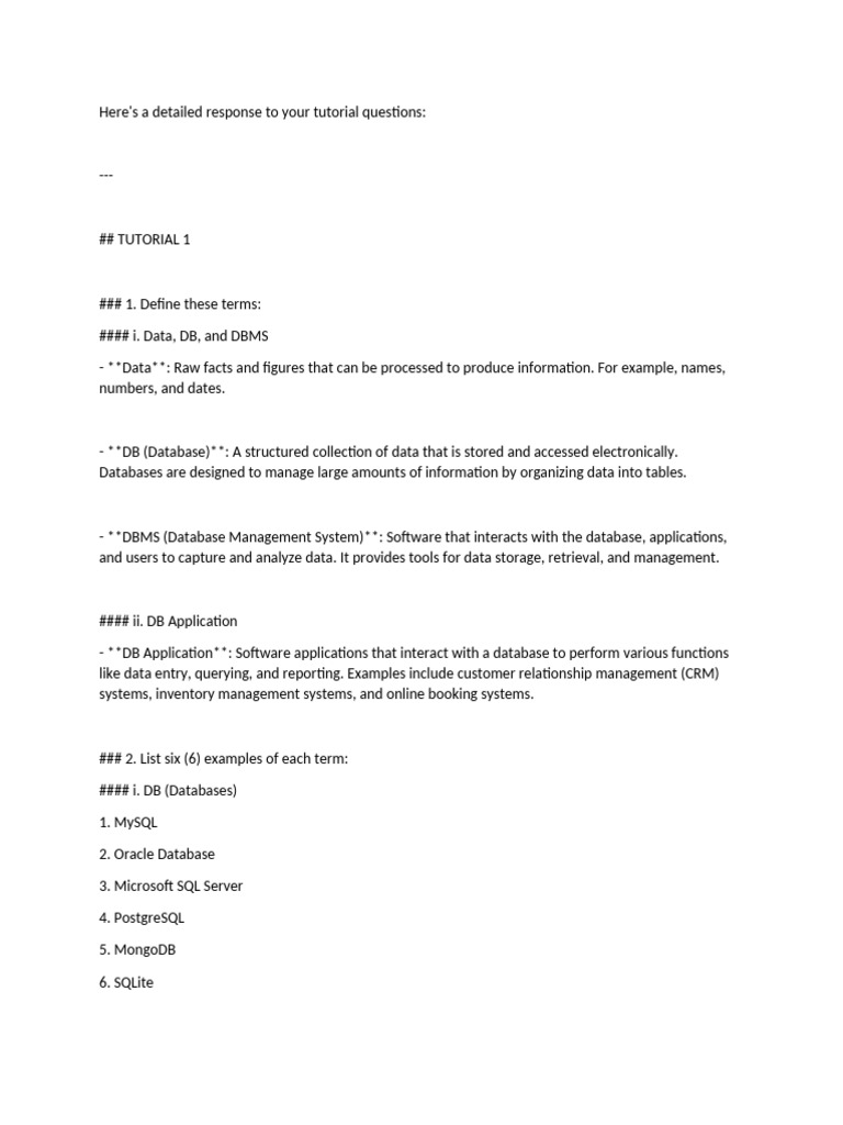 DB Tutorial 1&2 Soln | PDF | Databases | Computer File