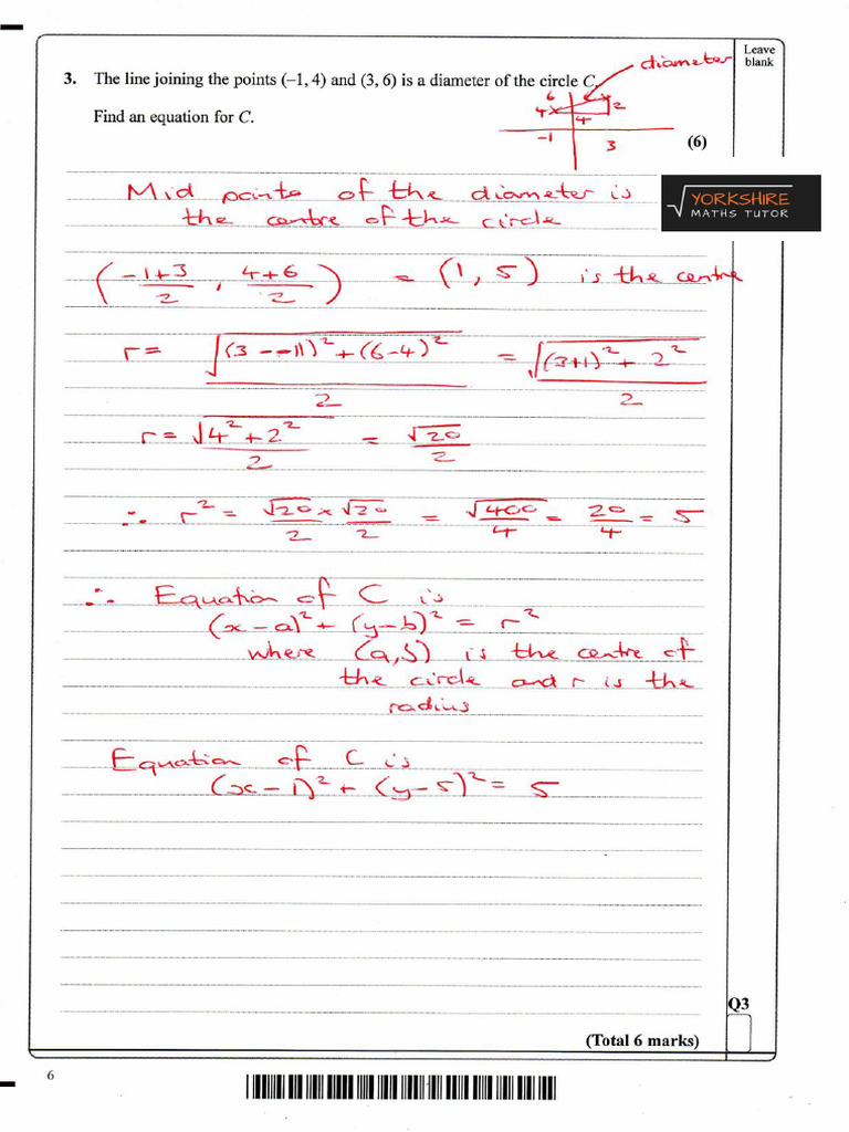 Equation of A Circle Answers | PDF
