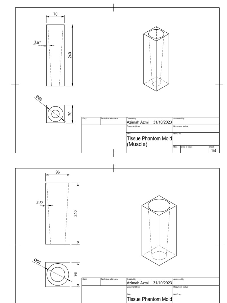 Tissue Phantom Mold Drawing v1 | PDF | Anatomy | Tissue (Biology)