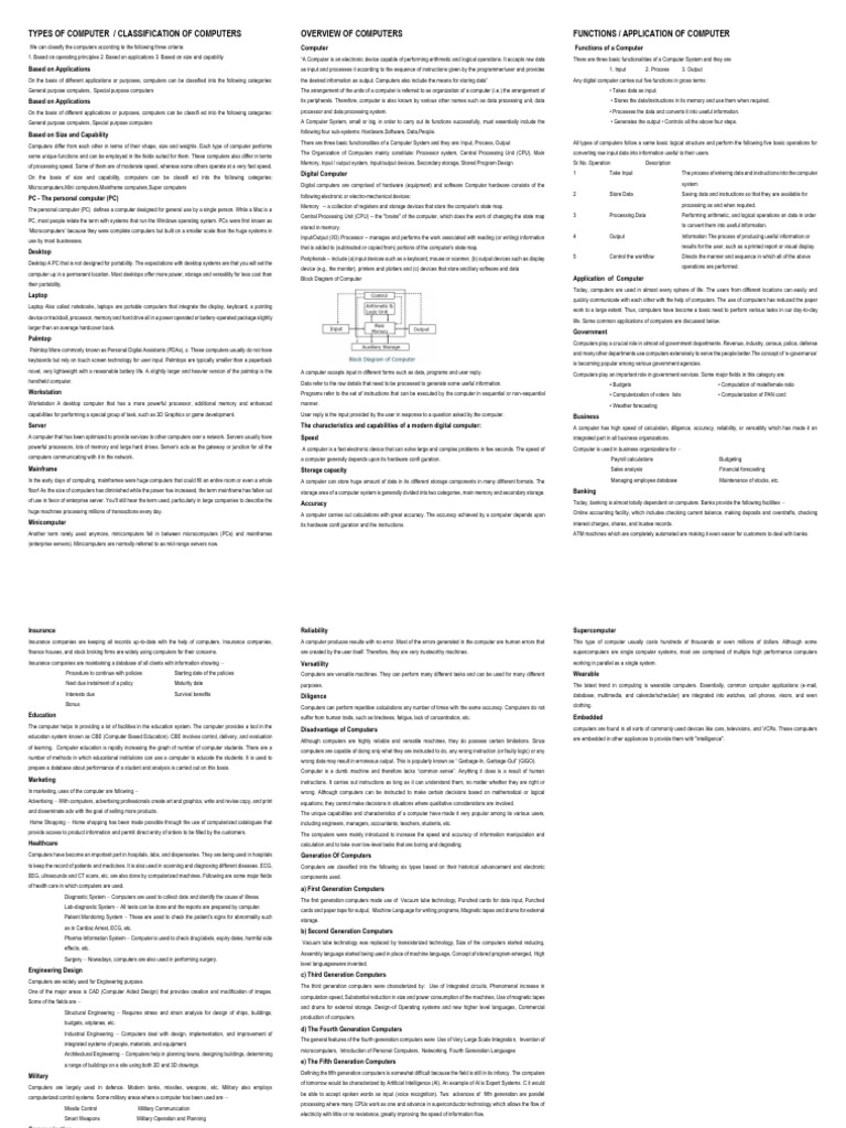 Fresh Pap 1 - Introduction To Computers | PDF | Central Processing Unit | Input/Output